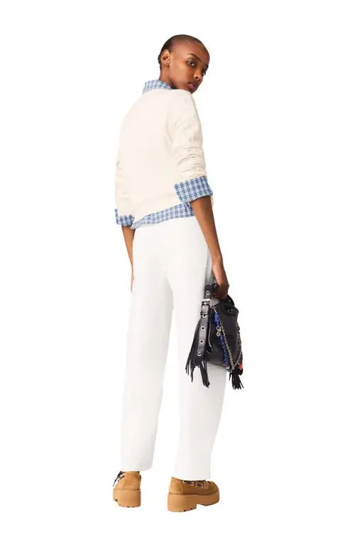 Maje Rhinestone-embellished Wool Blend Cardigan