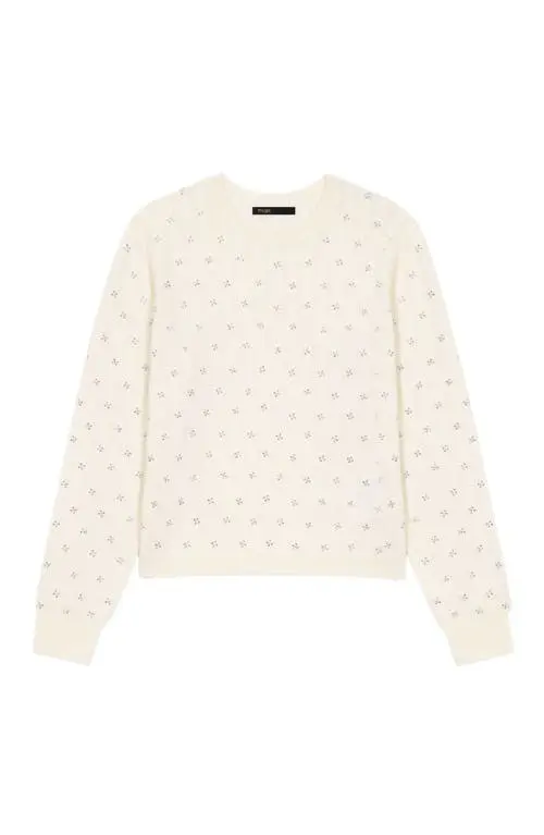 Maje Rhinestone-embellished Wool Blend Cardigan