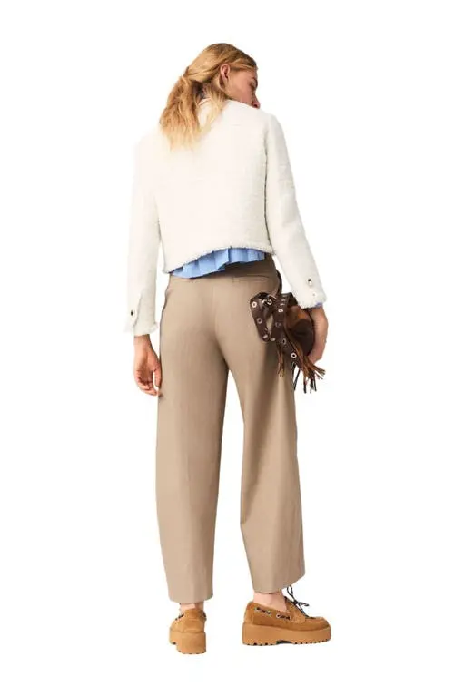 Maje Short Tweed Jacket - Ecru