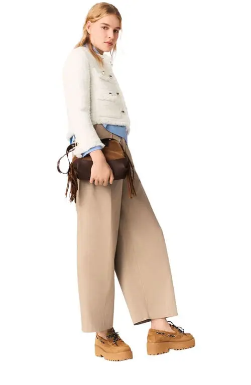 Maje Short Tweed Jacket - Ecru