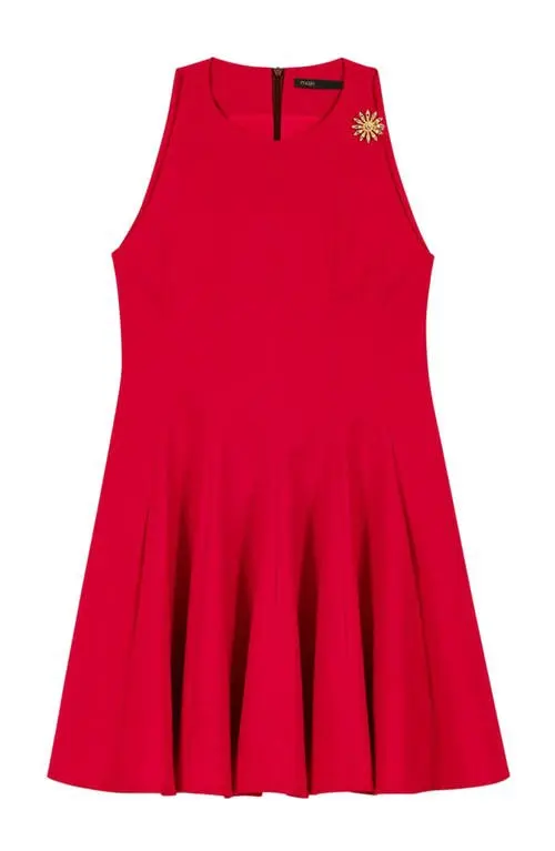 Maje Short Fla Linen-blend Dress - Red