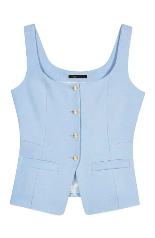 Maje Long Tailored Waistcoat - Blue Sky
