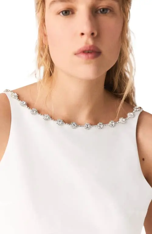 Maje Jewelled Collar Taffeta Crop Top