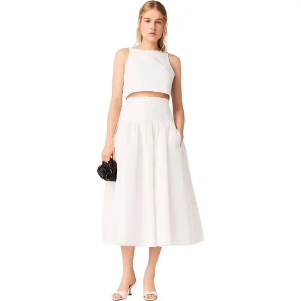 Maje Jewelled Collar Taffeta Crop Top