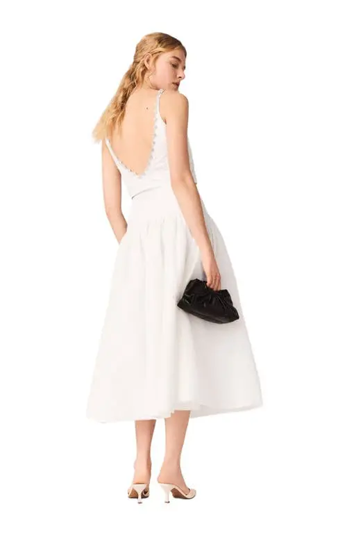 Maje Jewelled Collar Taffeta Crop Top