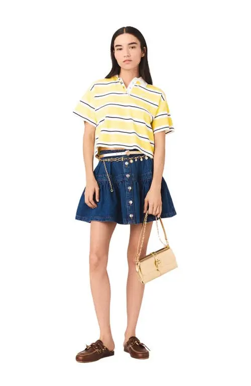 Maje Striped Knit Polo
