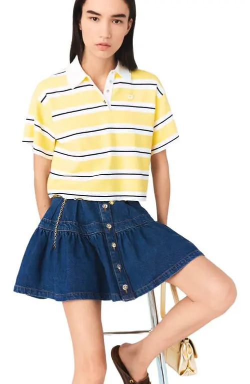 Maje Striped Knit Polo