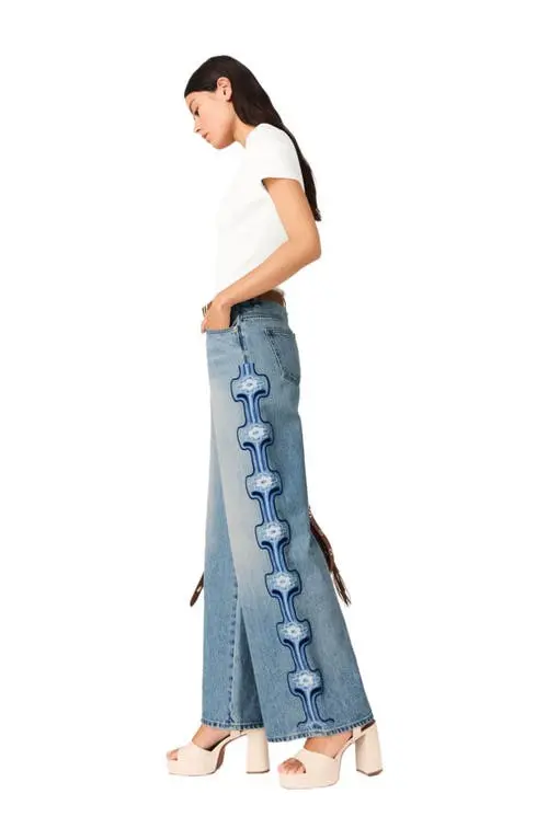 Maje Floral Embroidered Wide-leg Jeans