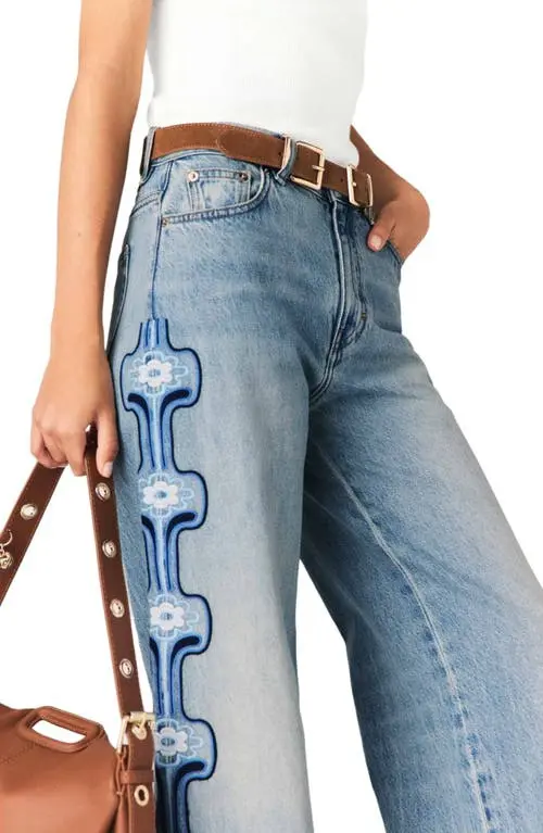 Maje Floral Embroidered Wide-leg Jeans