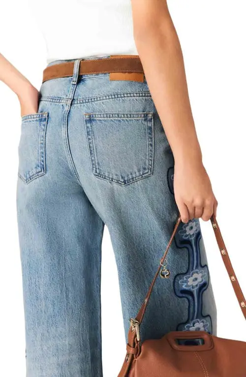 Maje Floral Embroidered Wide-leg Jeans