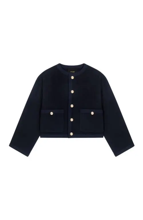 Maje Double-faced Jacket With Braided Trim - Navy
