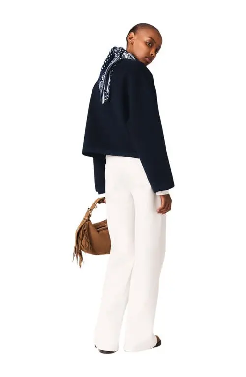 Maje Double-faced Jacket With Braided Trim - Navy