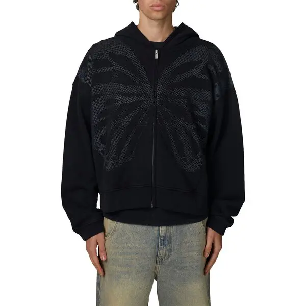 GOOD FOR NOTHING Boxy-fit Zipped Silhouette Hoodie