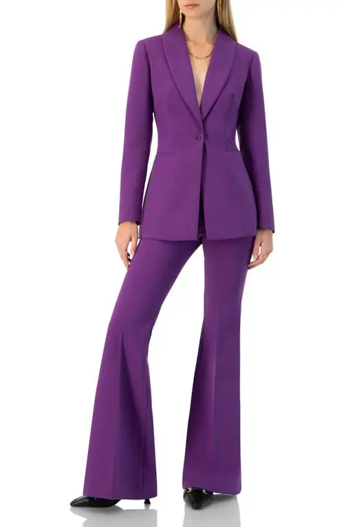 IVONNE Shawl Collar Single-breasted Blazer - Purple
