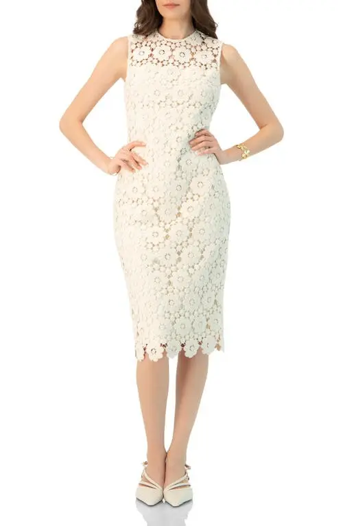 IVONNE Lace Short Dress With Round Neck