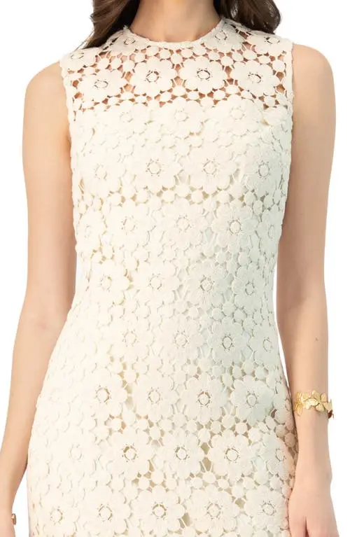 IVONNE Lace Short Dress With Round Neck