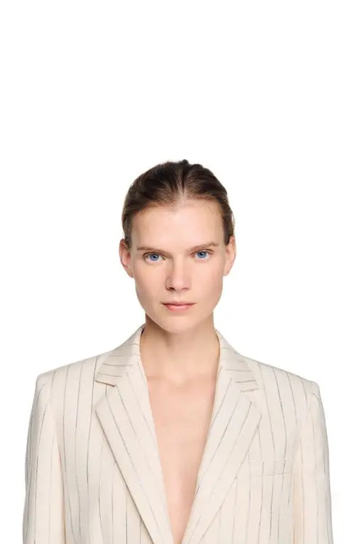 Sandro Striped Tailored Jacket - Ecru/silver