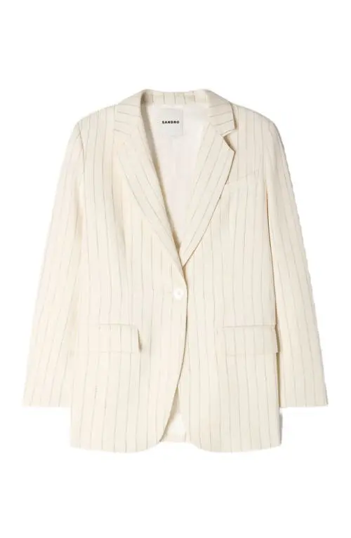 Sandro Striped Tailored Jacket - Ecru/silver