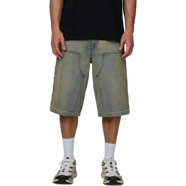 GOOD FOR NOTHING Carpenter Washed Denim Shorts - Medium Blue