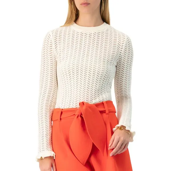 IVONNE Long Sleeve Knitted Blouse - Ivory