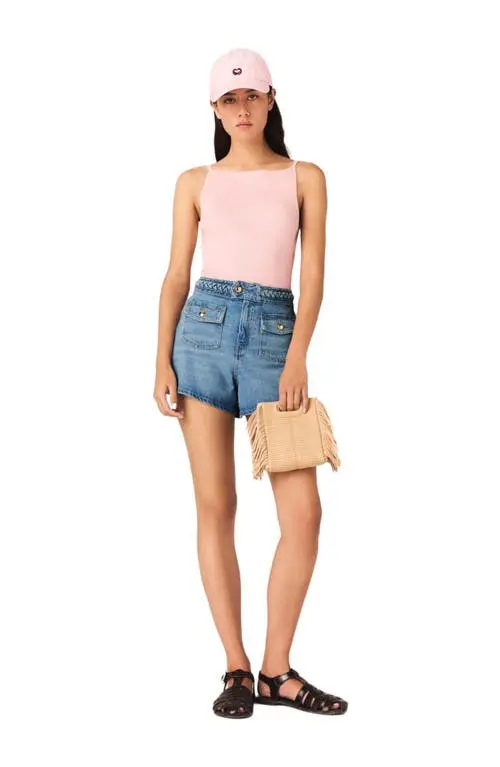 Maje Braided Denim Shorts