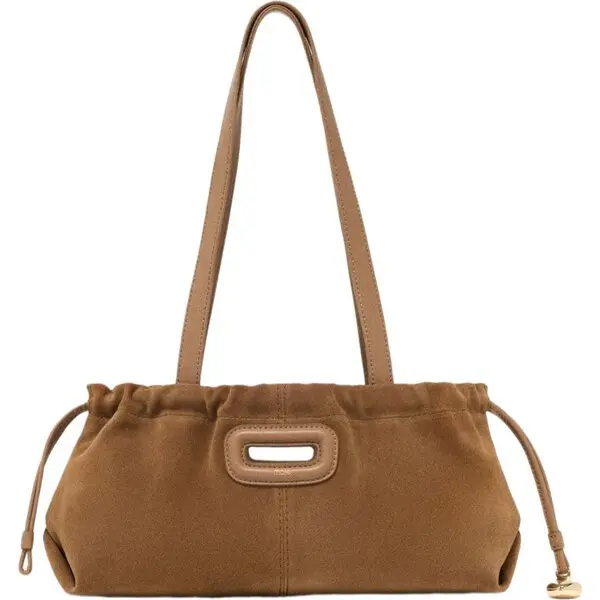 Maje Suede Milpli Gazette Bag - Camel