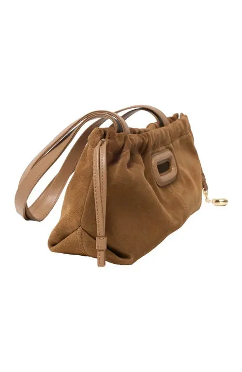 Maje Suede Milpli Gazette Bag - Camel
