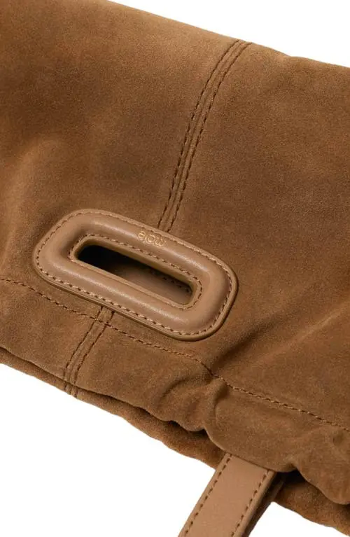 Maje Suede Milpli Gazette Bag - Camel