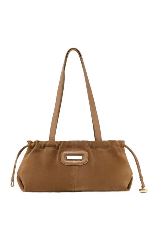 Maje Suede Milpli Gazette Bag - Camel