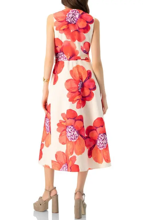 IVONNE Printed Jacquard Sleeveless Midi Dress