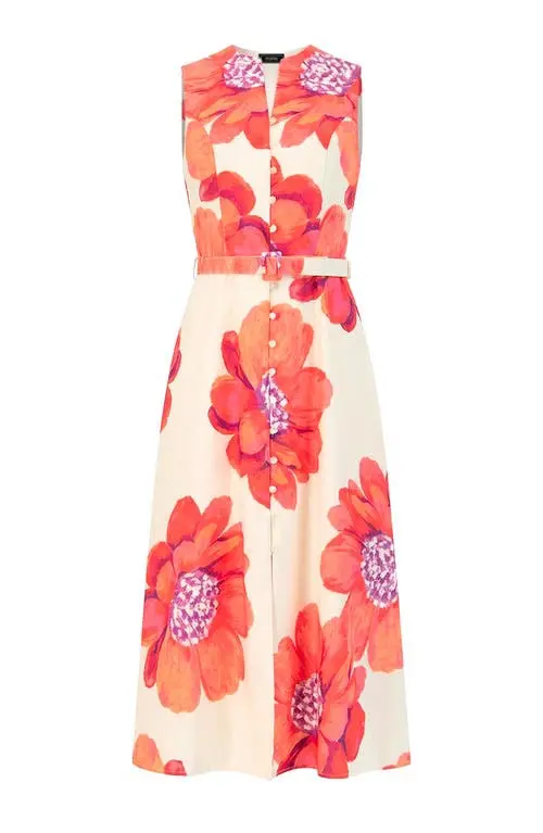 IVONNE Printed Jacquard Sleeveless Midi Dress