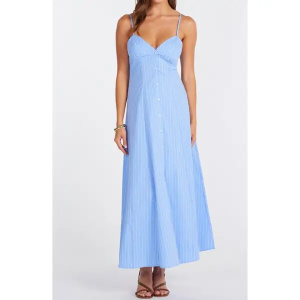 BISHOP + YOUNG Adria Pinstriped Maxi Dress - Blue Stripe