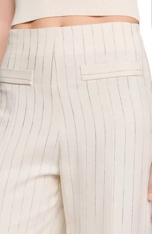 Sandro Striped Wide-leg Trousers - Ecru/silver