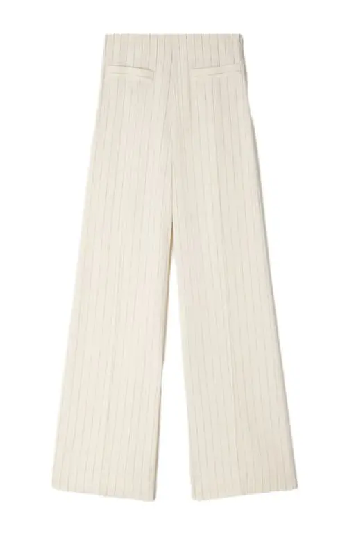 Sandro Striped Wide-leg Trousers - Ecru/silver
