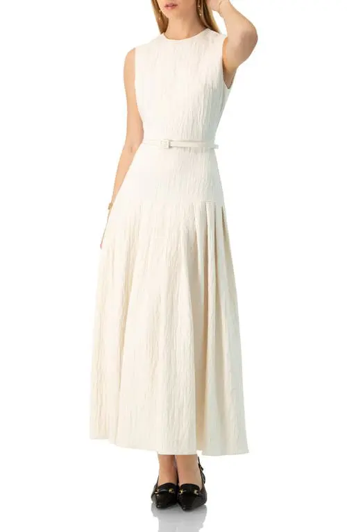 IVONNE Sleeveless Long Dress With Pleated Skirt