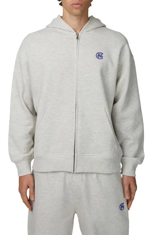 GOOD FOR NOTHING Oversized Halftone Zip Up Hoodie - Grey