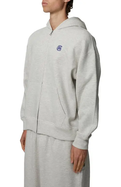 GOOD FOR NOTHING Oversized Halftone Zip Up Hoodie - Grey