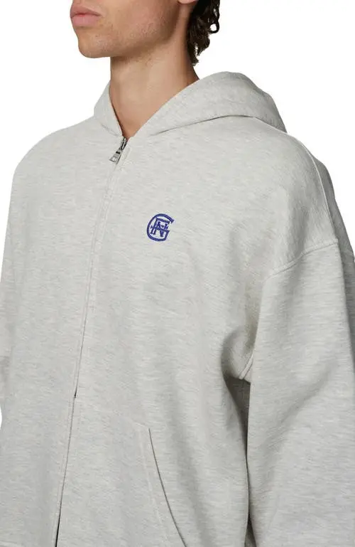 GOOD FOR NOTHING Oversized Halftone Zip Up Hoodie - Grey