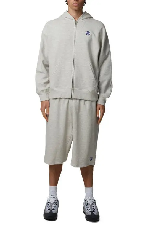 GOOD FOR NOTHING Oversized Halftone Zip Up Hoodie - Grey