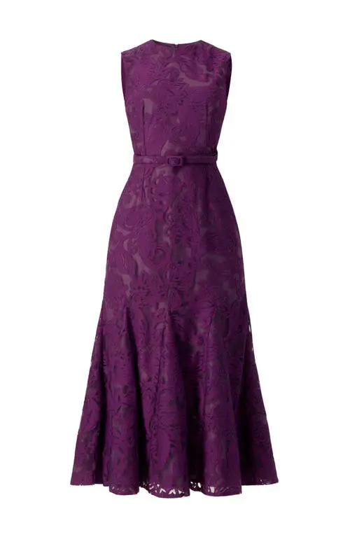 IVONNE Sleeveless Lace Maxi Dress With Belt