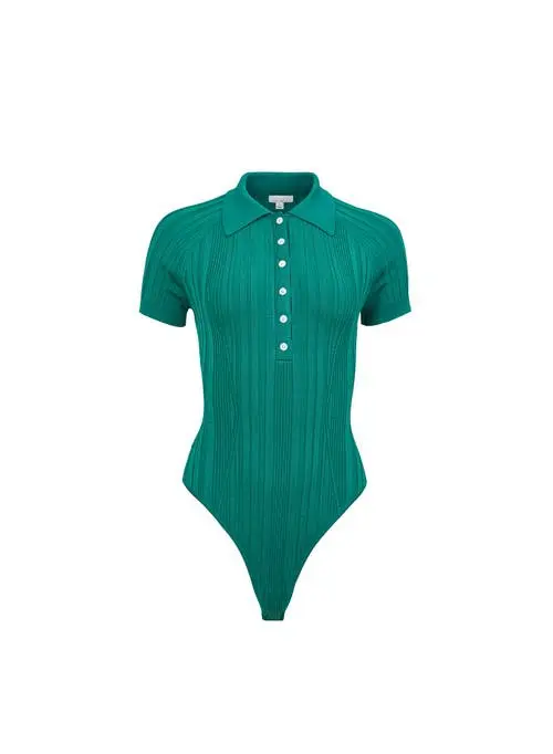 FLEUR DU MAL Rib Polo Bodysuit - Lucky