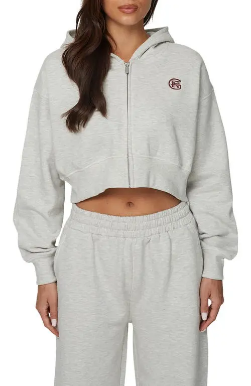 GOOD FOR NOTHING Cropped Zip Hoodie - Grey