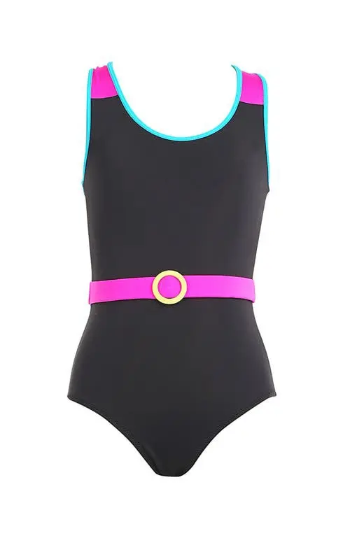 NESSI BYRD Color-block One-piece Swimsuit With Belt - Black