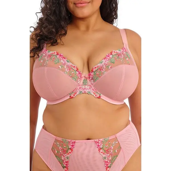 Elomi Aerith Full Figure Underwire Plunge Bra - Rose
