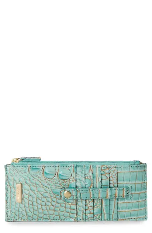 Brahmin Croc Embossed Leather Credit Card Wallet - Waterfall