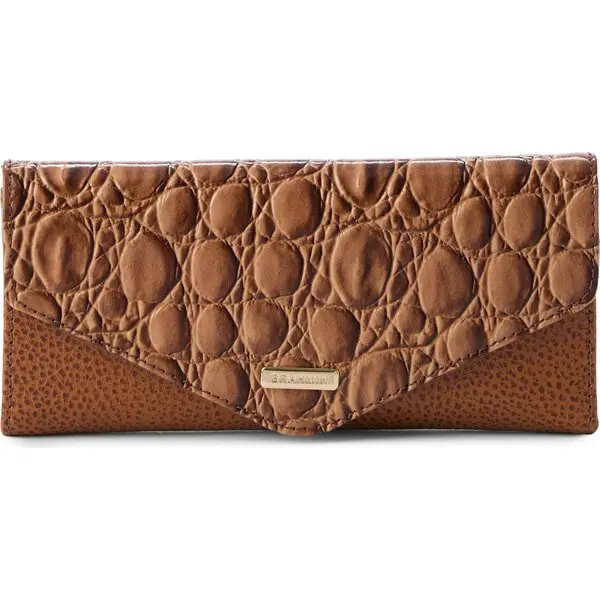 Brahmin Veronica Croc Embossed Leather Wallet - Cinnamon