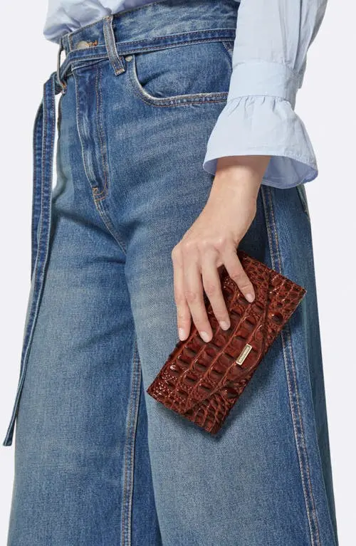 Brahmin Veronica Croc Embossed Leather Wallet - Cinnamon
