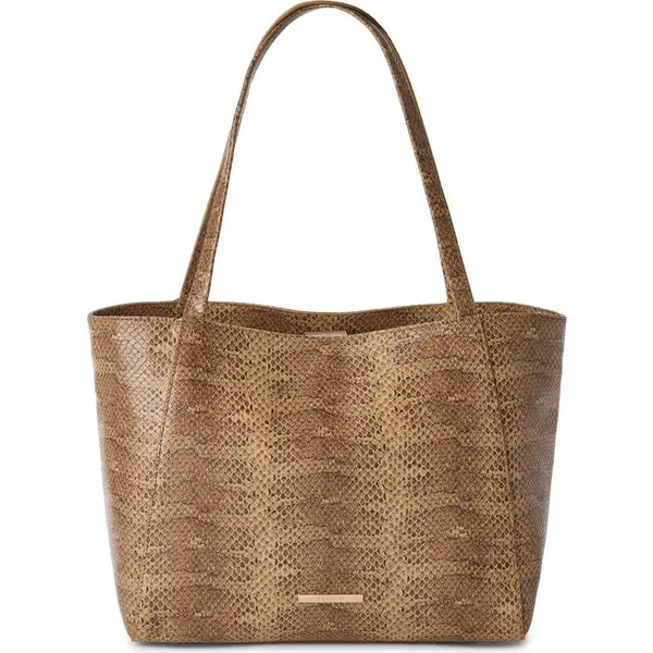 Brahmin Croc Embossed Leather Tote - Light Pecan
