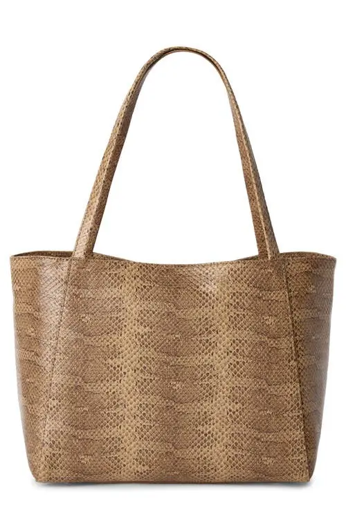 Brahmin Croc Embossed Leather Tote - Light Pecan