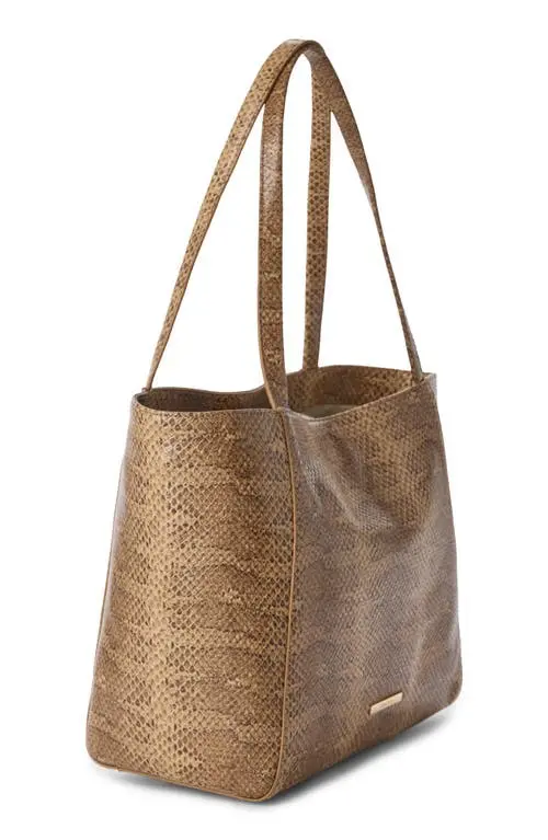 Brahmin Croc Embossed Leather Tote - Light Pecan